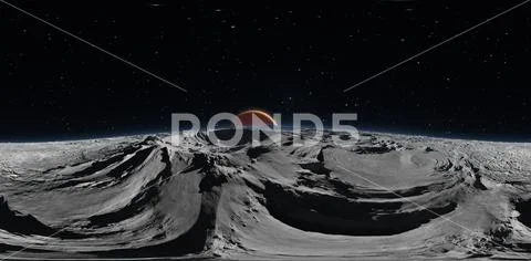 Panorama of Phobos with the red planet Mars in the background, HDRI map ...