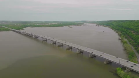 Panorama Of A Road Bridge Near Two River... | Stock Video | Pond5