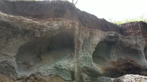 Panoramic closeview of the rock wall str... | Stock Video | Pond5