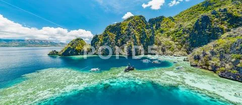 Panoramic landscape of Coron island in Philippines Stock Image #112939781