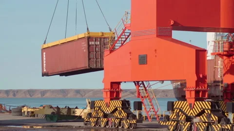 Panoramic Over view of a port, naval tra... | Stock Video | Pond5