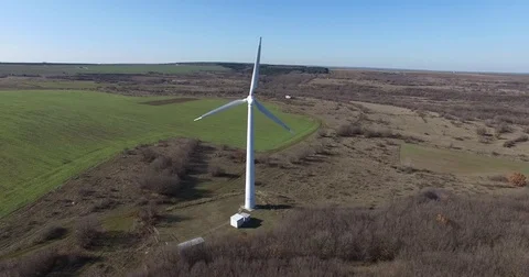 panoramic view from the air of a wind tu... | Stock Video | Pond5
