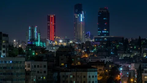 Panoramic view of Amman at night. Time l... | Stock Video | Pond5