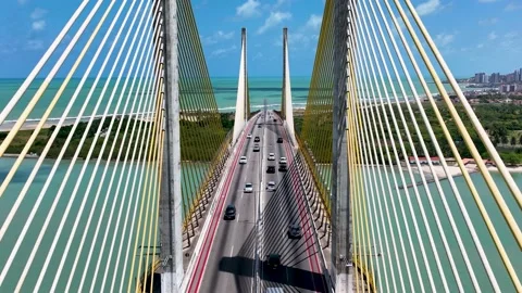 Panoramic view of Cable Viaduct bridge a... | Stock Video | Pond5
