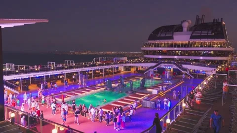 Panoramic view of the deck of the MSC Vi... | Stock Video | Pond5