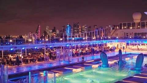 Panoramic view of the deck of the MSC Vi... | Stock Video | Pond5