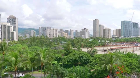 Panoramic view of Honolulu city with lus... | Stock Video | Pond5