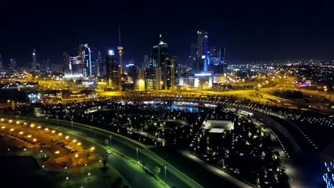 Panoramic view of Kuwait City at Night. ... | Stock Video | Pond5