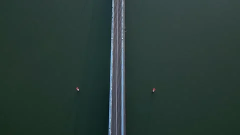 Panoramic view of a metal bridge over th... | Stock Video | Pond5