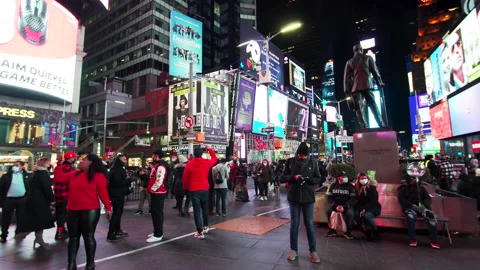 Panoramic view of Times Square, people w... | Stock Video | Pond5