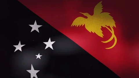 The Papau New Guinea national waving fla... | Stock Video | Pond5