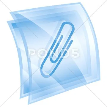 Paper clip icon blue, isolated on white background Illustration #21729100