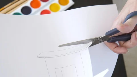 paper cutting with scissors | Stock Video | Pond5
