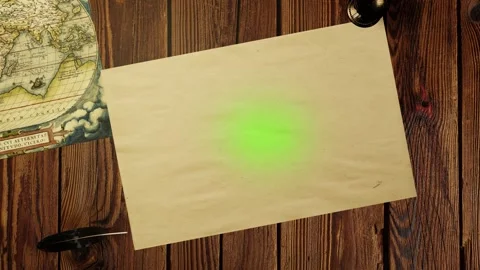 Paper Map Scroll with Green Screen on wo... | Stock Video | Pond5