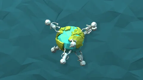 Paper men walking around the earth - 4K ... | Stock Video | Pond5
