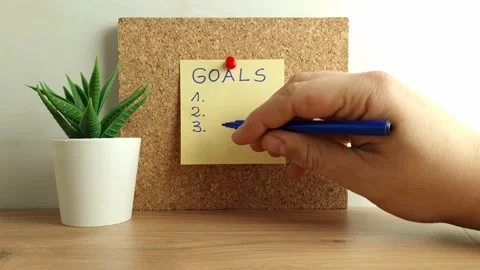 Paper note with goals memo on cork bulle... | Stock Video | Pond5