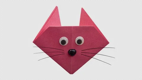 Paper Origami Cat Wiggles His Moustache | Stock Video | Pond5