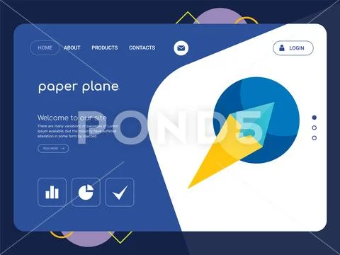 Paper plane Landing page website template design: Graphic #90178909