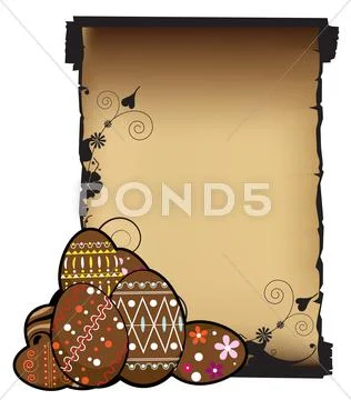 Paper scroll and Easter eggs: Graphic #48532221