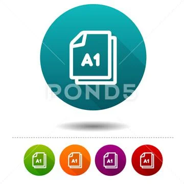 Paper size A1 icon. Document DIN symbol sign. Web Button. ~ Clip Art ...