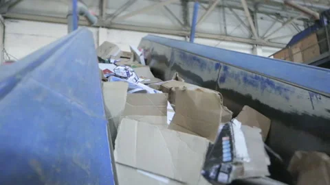 Paper on the sorting conveyor. Waste sor... | Stock Video | Pond5