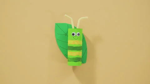 Papercraft project. Colorful bugs made o... | Stock Video | Pond5