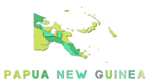 Papua New Guinea map with paper regions.... | Stock Video | Pond5