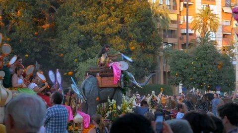 Parade floats passing by in opposite dir... | Stock Video | Pond5