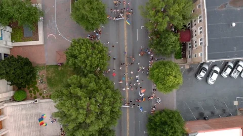 Parade People Marching Drone Overhead V... | Stock Video | Pond5