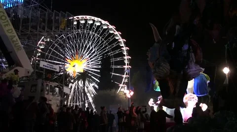 Parade of tanks the night at the carniva... | Stock Video | Pond5