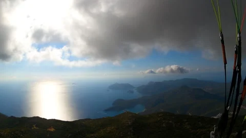 paragliding point of view flying over Ol... | Stock Video | Pond5