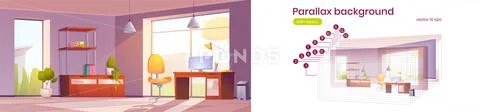 Parallax background home office interior, room: Royalty Free #201405490