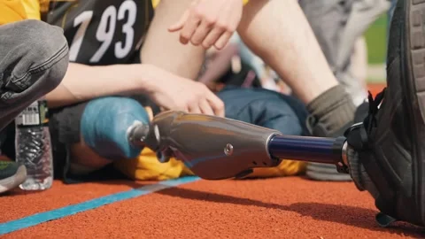 A Paralympic athlete with a prosthetic l... | Stock Video | Pond5