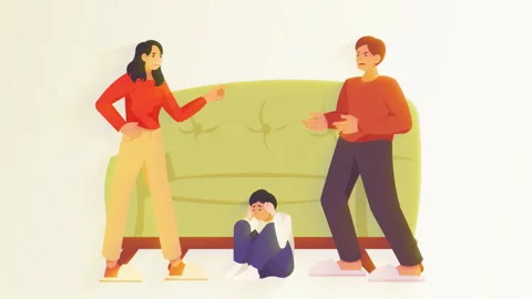 Parents arguing while a sad child distre... | Stock Video | Pond5