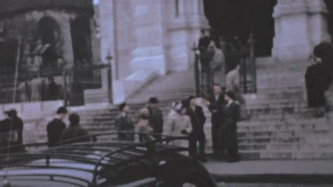 Paris - 1957: people in street walk up s... | Stock Video | Pond5