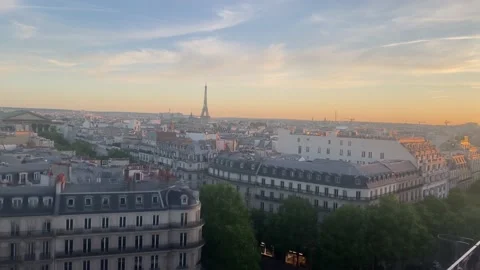 Paris city rooftops with Eiffel Tower a... | Stock Video | Pond5