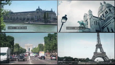 Paris Famous Monuments Split Screen Secu... | Stock Video | Pond5