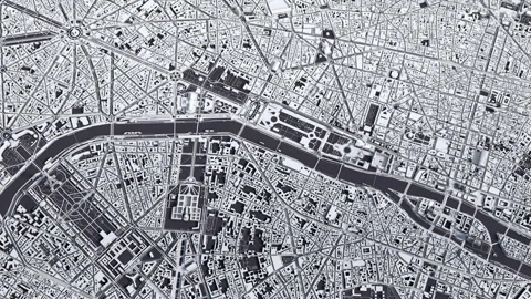 Paris Satellite view 3d buildings. Stree... | Stock Video | Pond5