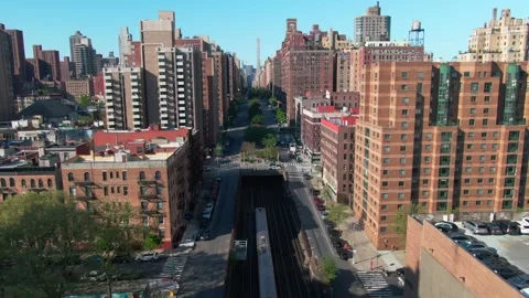 Park Ave buildings Aerial NYC subway met... | Stock Video | Pond5