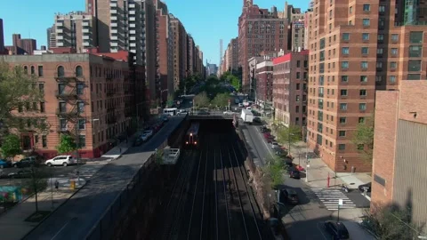 Park Ave buildings Aerial NYC subway met... | Stock Video | Pond5