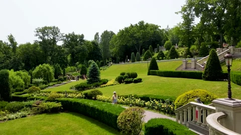 Park recreation area top view promenade ... | Stock Video | Pond5