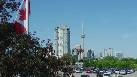 Parking lot with Downtown Toronto in bac... | Stock Video | Pond5