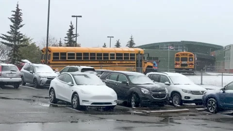 A parking at public school with school b... | Stock Video | Pond5