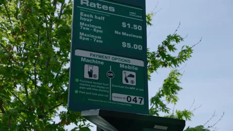 Parking terminal sign logos removed | Stock Video | Pond5