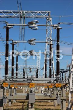 Part of high-voltage substation with switches and disconnectors Stock ...