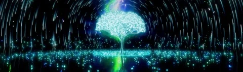 Particle light tree beautiful stage back... | Stock Video | Pond5