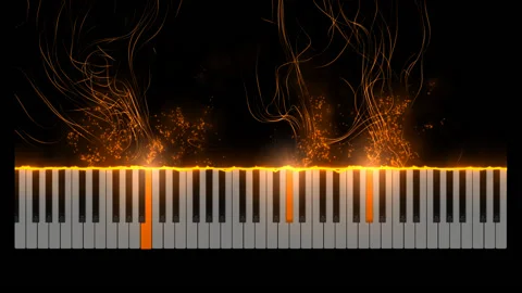 Particles floating out od piano keyboard | Stock Video | Pond5