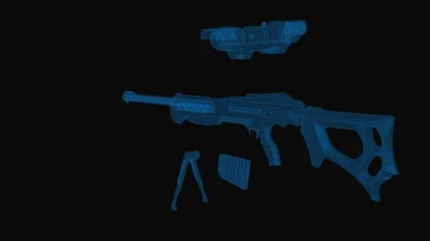 Parts of sniper rifle wireframe scheme. ... | Stock Video | Pond5