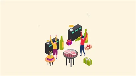 Party Event animated isometric concept. | Stock Video | Pond5