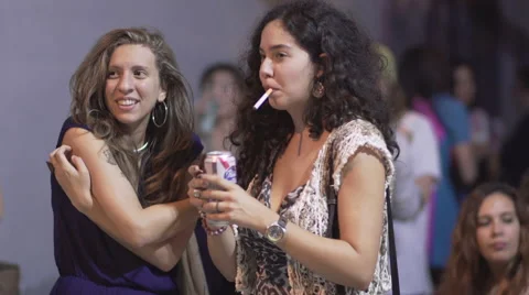 Party girls drinking and smoking | Stock Video | Pond5